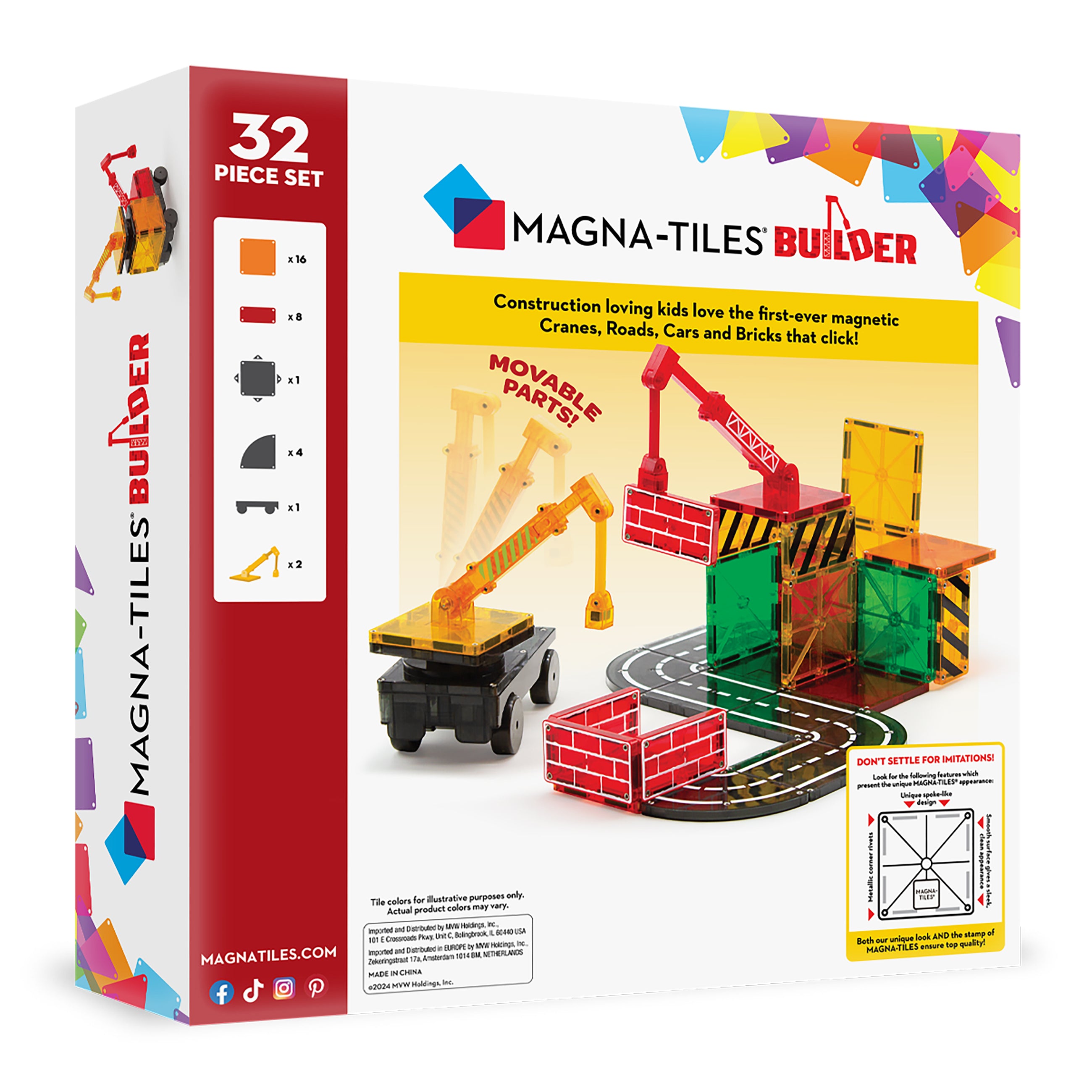 MAGNA-TILES® Builder 32-Piece Set – Magnetic Building Tiles – MAGNA TILES