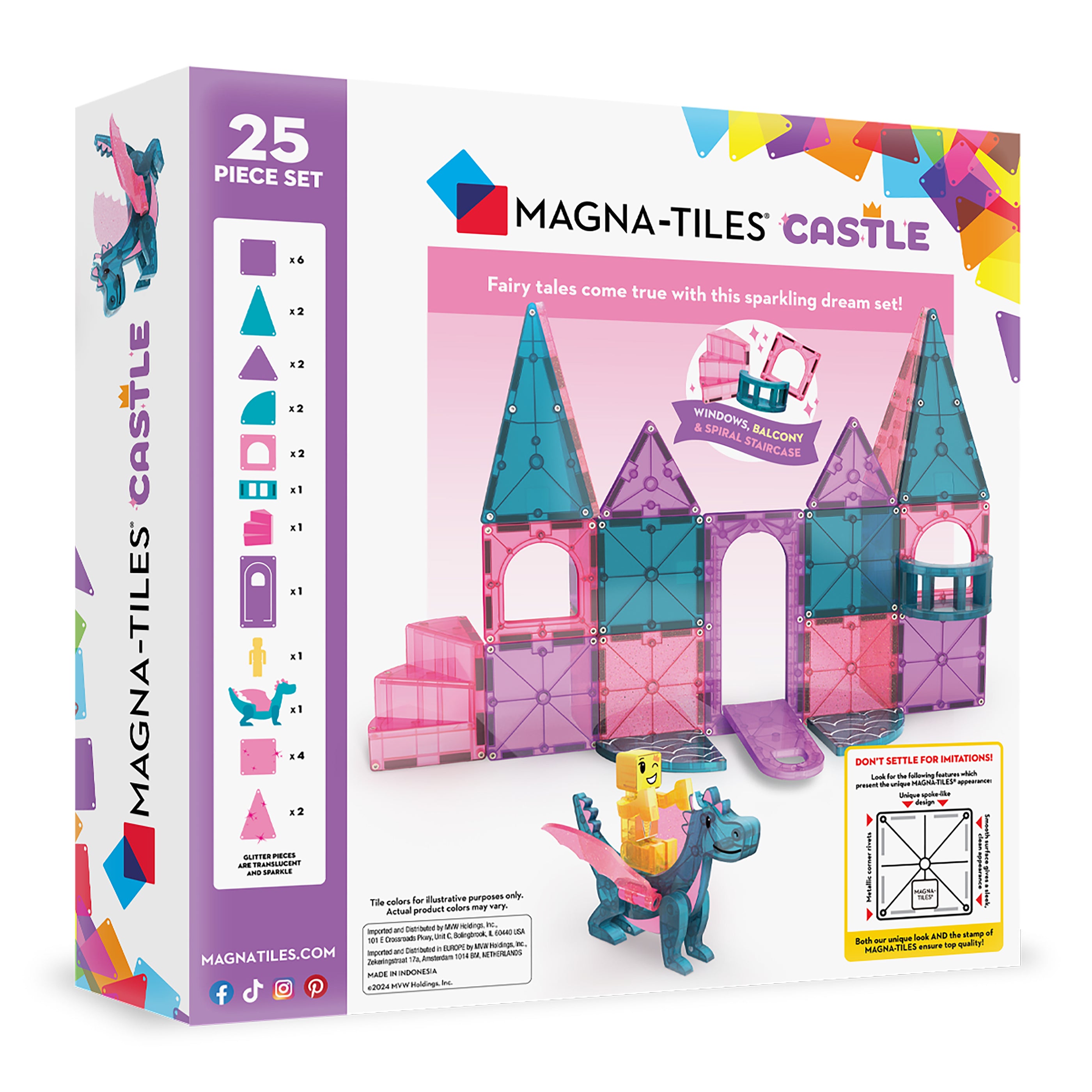 MAGNA-TILES® Castle 25-Piece Set – Magnetic Building Tiles for Creative ...