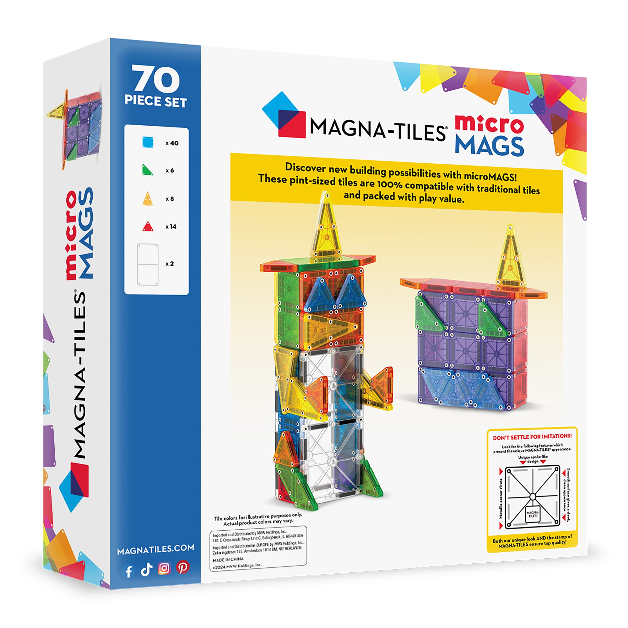MAGNA-TILES® Micromags 70-Piece Set – Magnetic Building Tiles – MAGNA TILES
