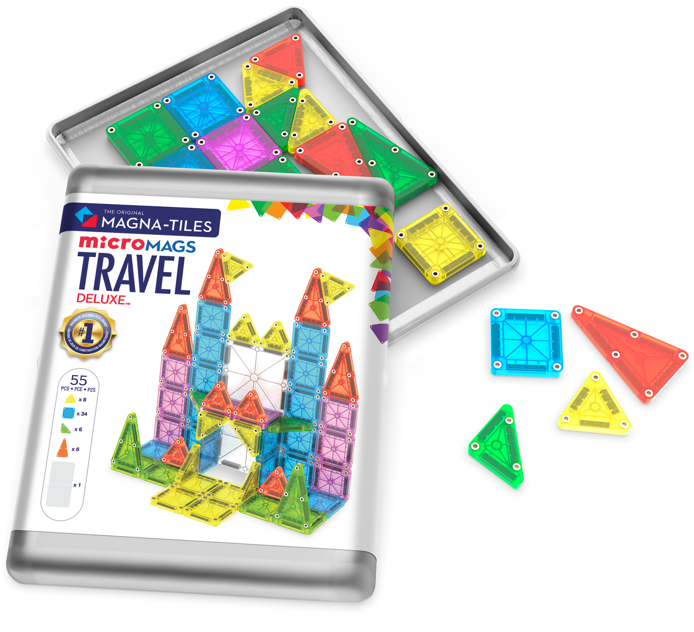 MAGNA-TILES® Travel Set Deluxe 55-Piece Set – Magnetic Building Toy ...
